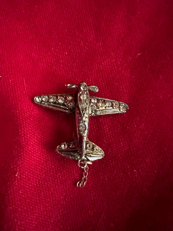 Vintage Sweetheart World War Airplane Pin - Gem
