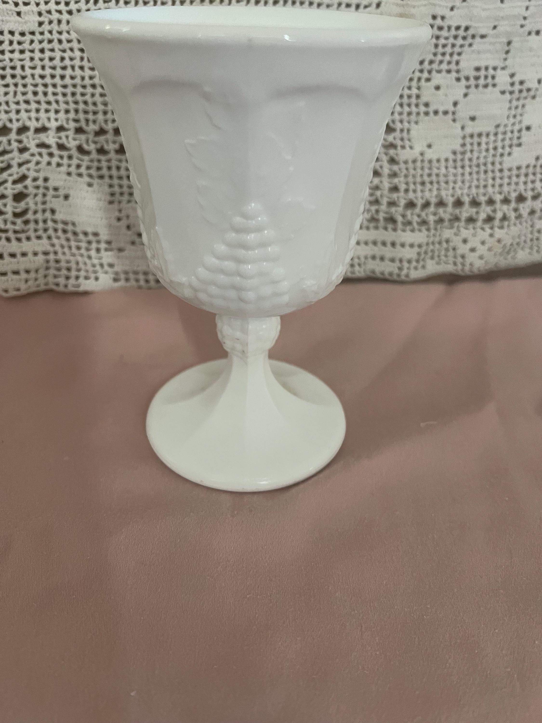 Vintage White Milk Glass Goblet - Etsy