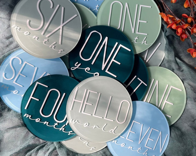 Acrylic Baby Monthly Milestone Rounds| Baby Monthly Milestone Plaques ...