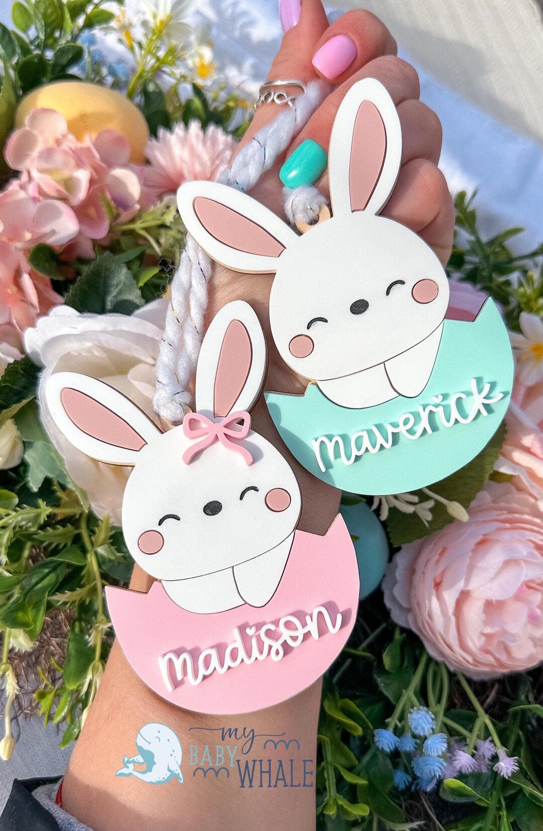 Cute Bunny Easter Name Tag, Easter Basket Tags, Easter Basket, Easter ...