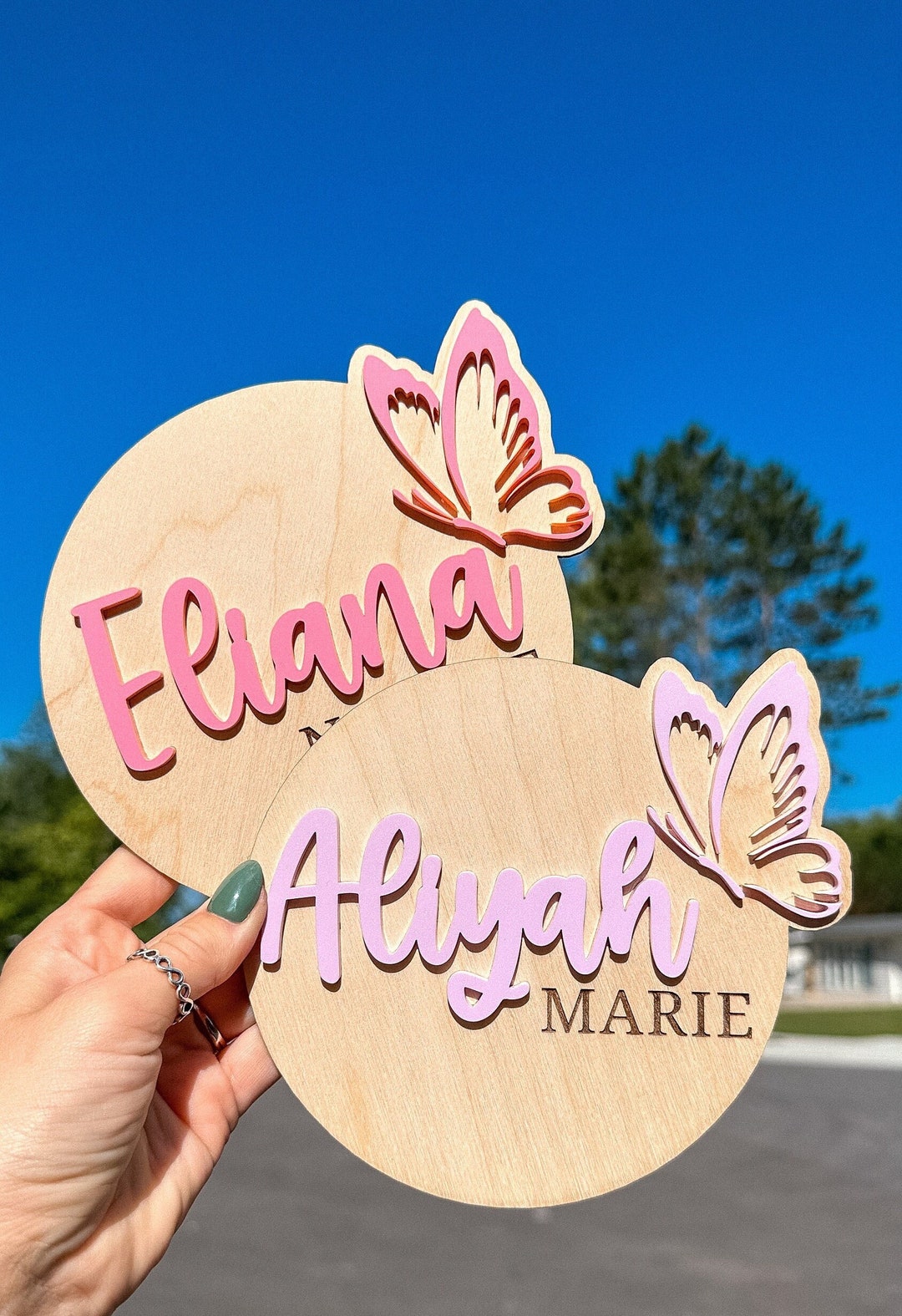 Baby Girl Name Sign With Butterfly Wooden Name Sign Birth Hospital Sign ...