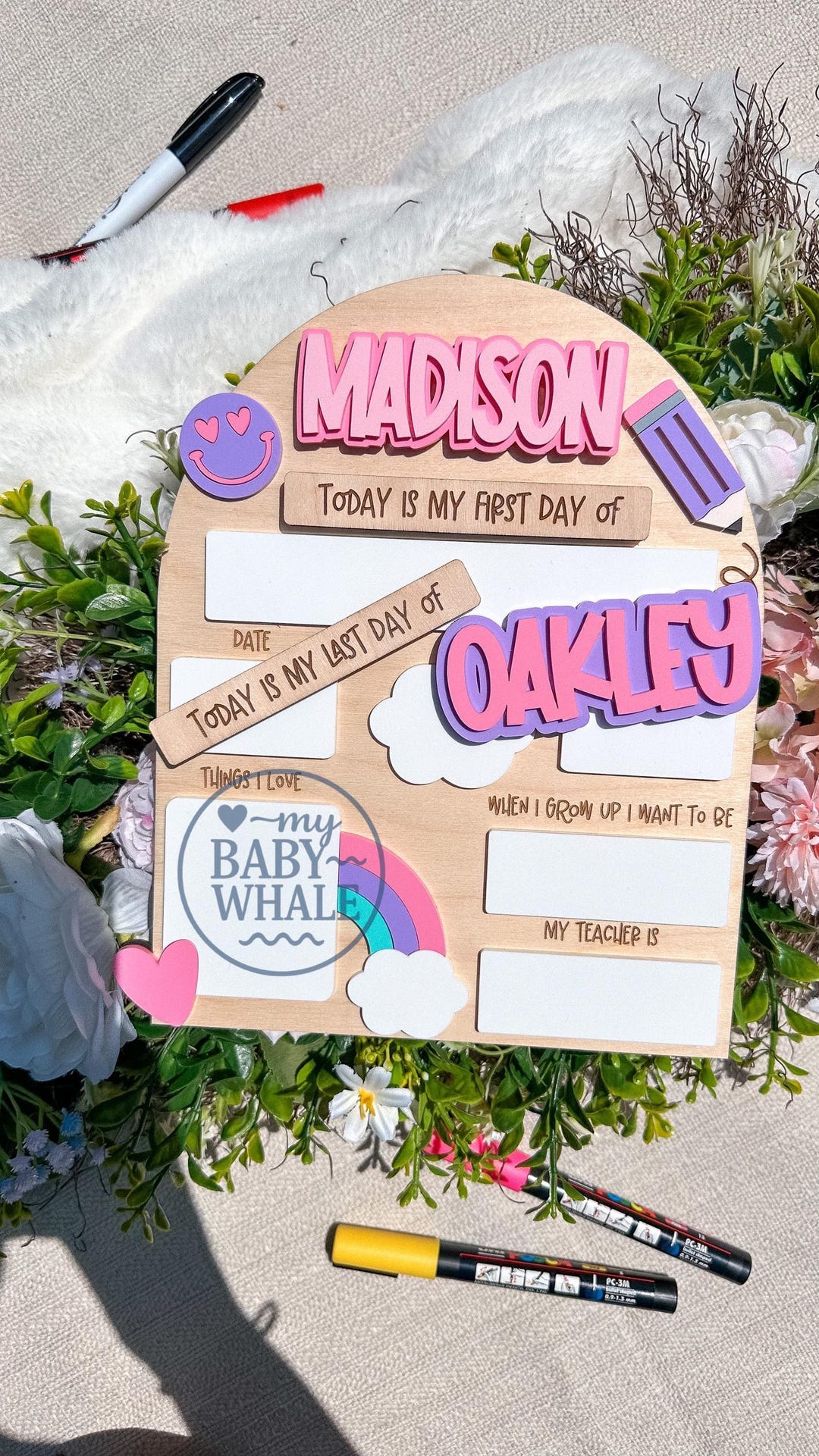 First Day of School Sign for Girls | Pink Back to School Photo Prop ...