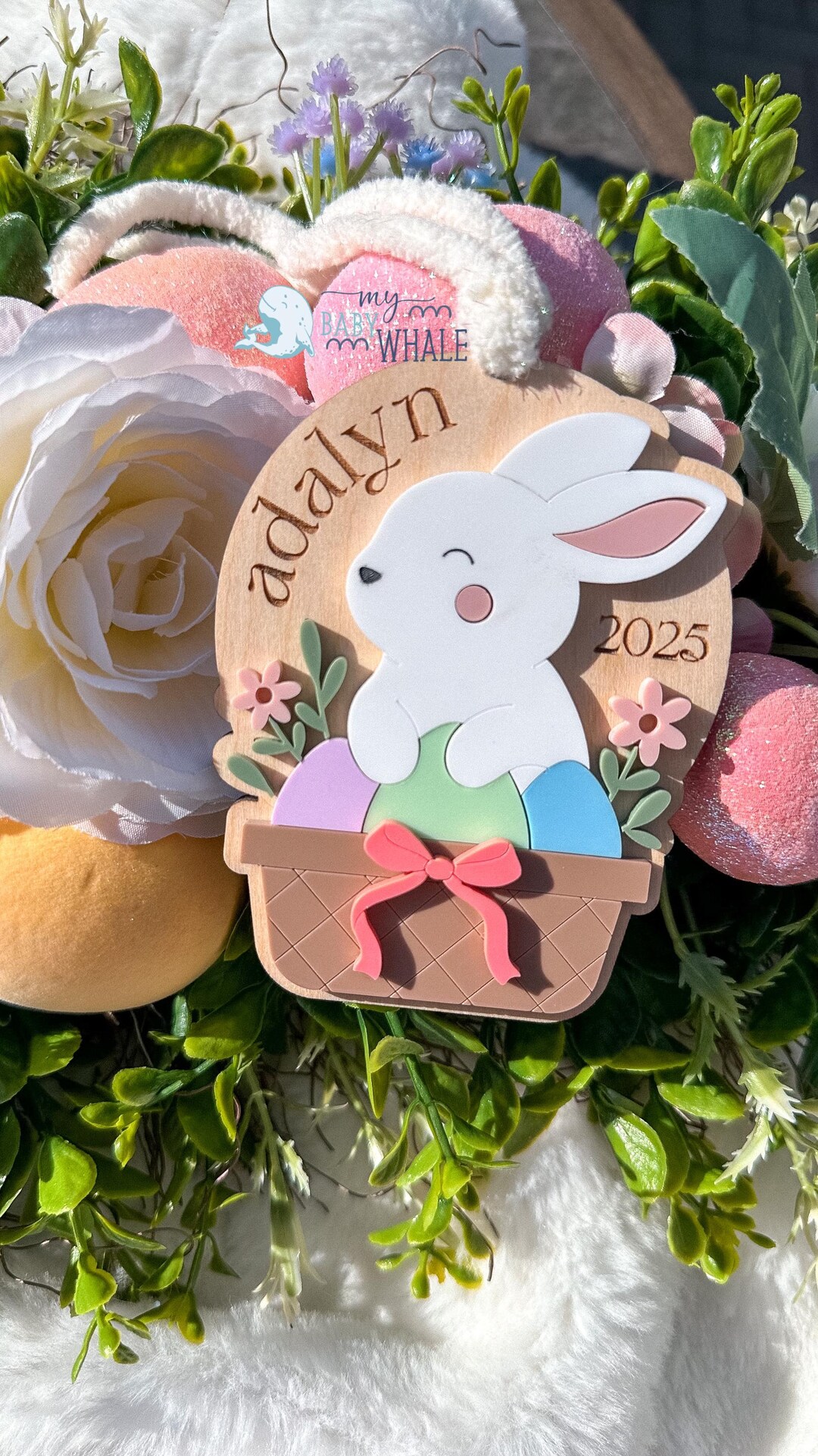 Easter Bunny Kids Name Tag, Cute Bunny Easter Name Tag, Easter Basket ...