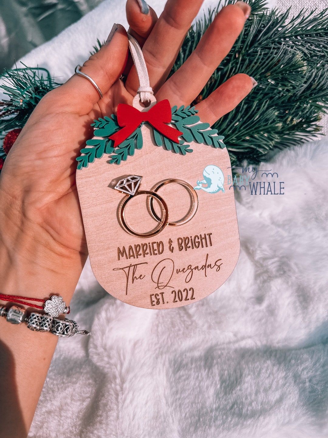 Married & Bright Ring Ornament Married Christmas Ornament Married ...