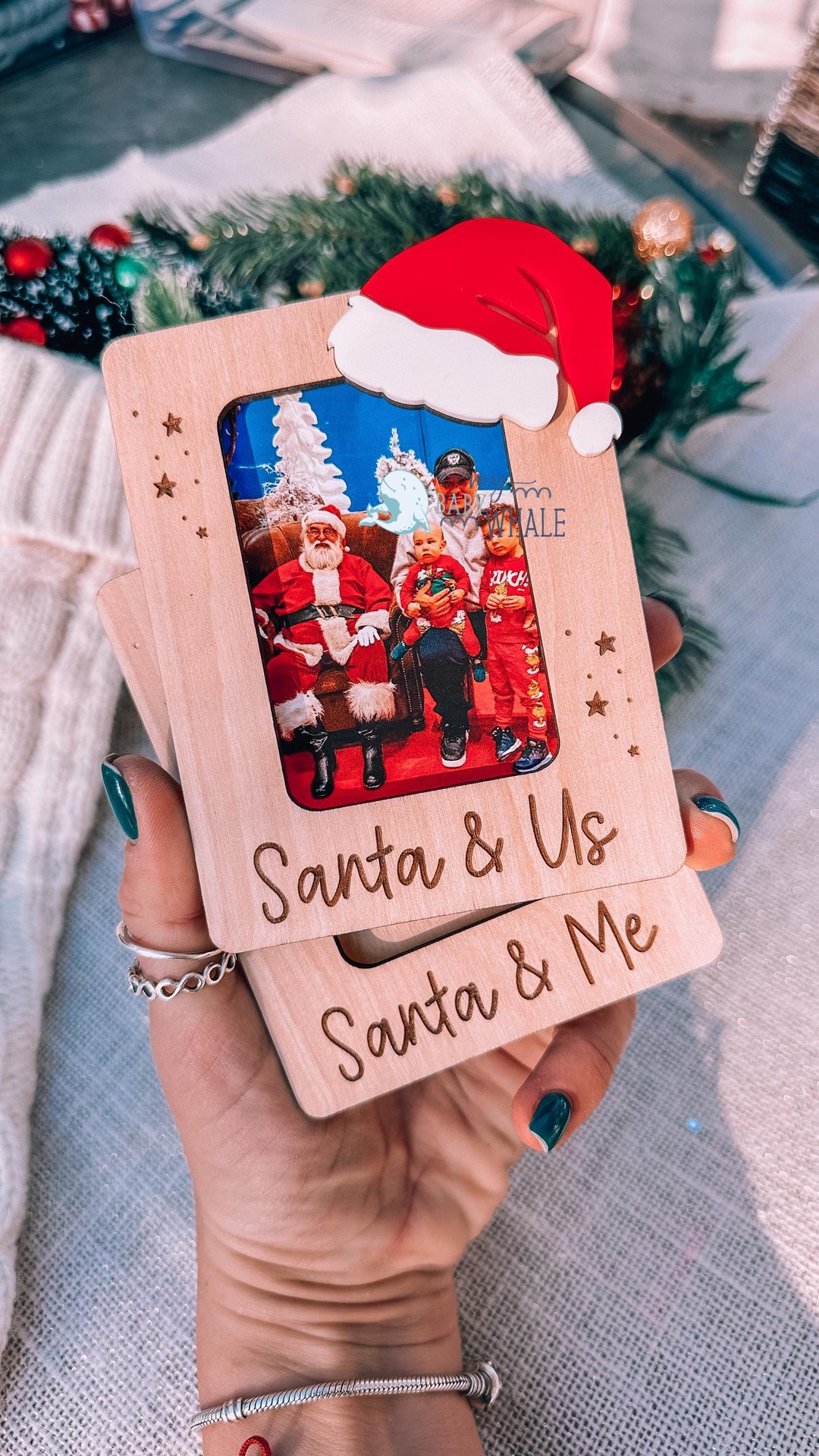 Santa and Me Frame, Wooden Picture Frame, Holiday Family Photo Frame ...