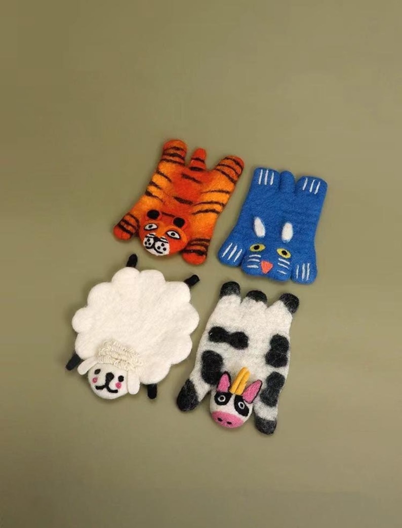 Handmade Felt Coasters, Felt Animal Coasters, Wool Felt, Creative ...