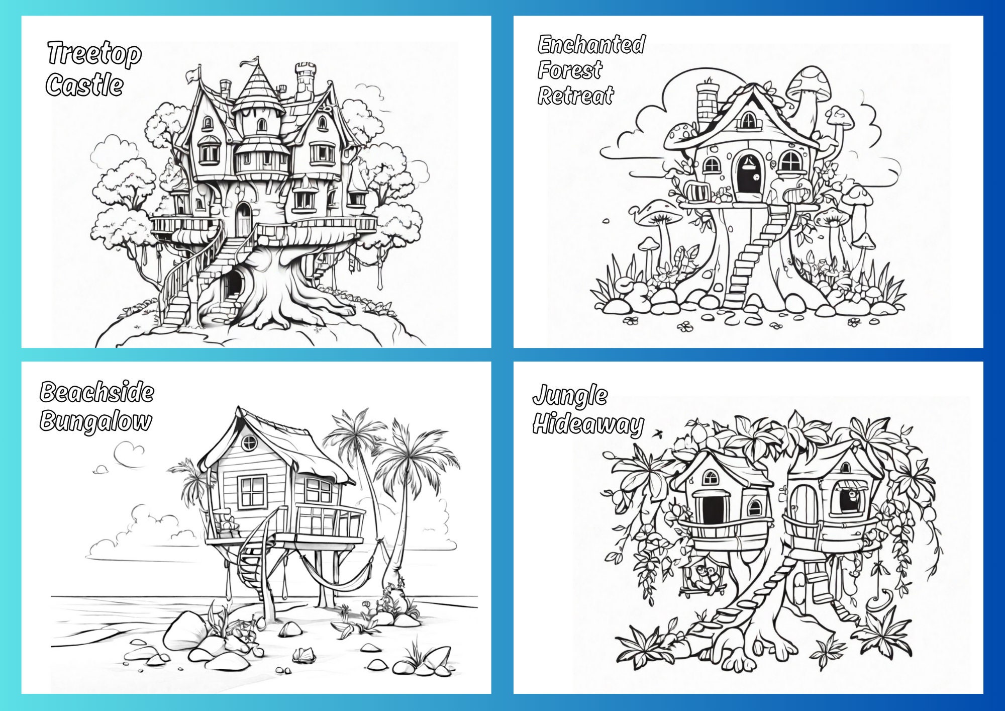 20 Tree House-themed Coloring Page Ideas With Vibrant Surroundings - Etsy