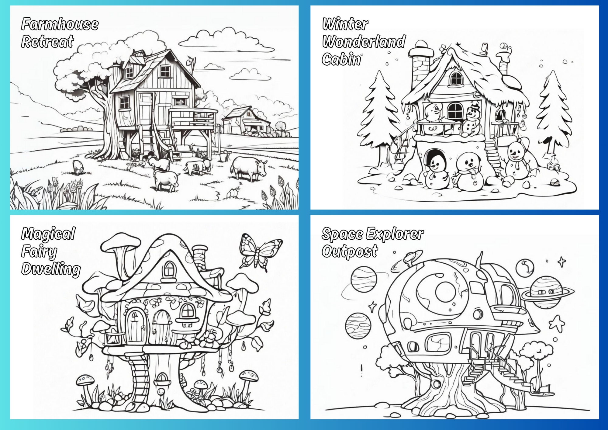 20 Tree House-themed Coloring Page Ideas With Vibrant Surroundings - Etsy