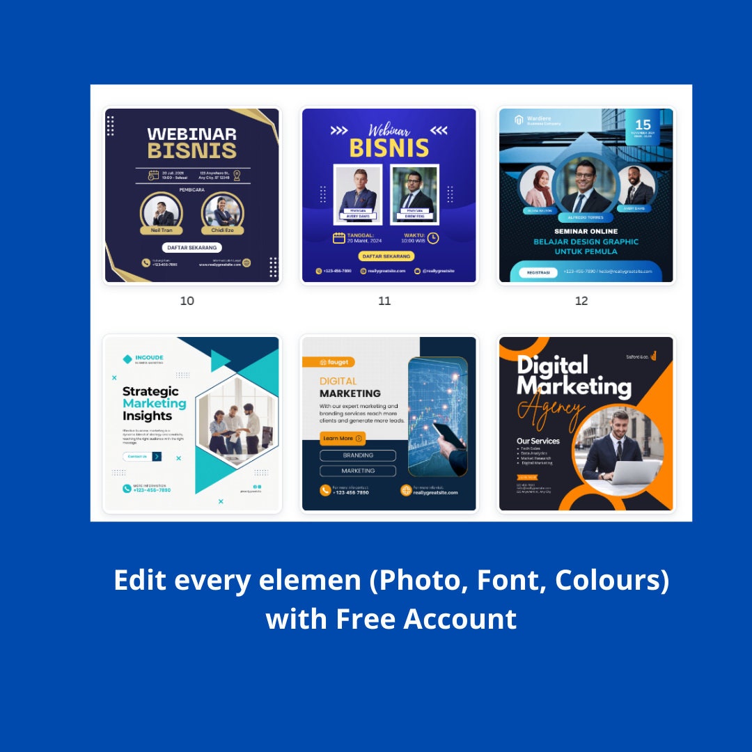 Webinar Theme Canva Template for Instagram Posts - Etsy