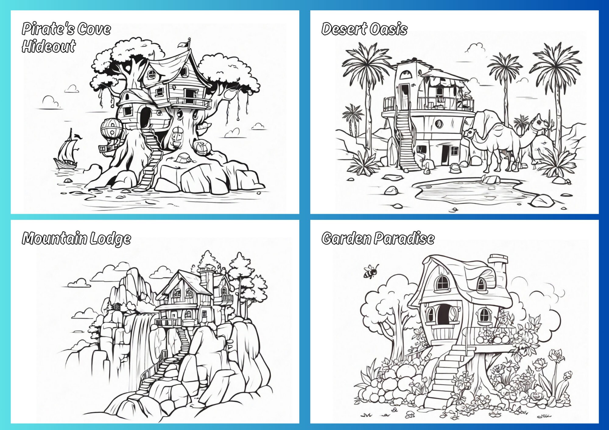 20 Tree House-themed Coloring Page Ideas With Vibrant Surroundings - Etsy