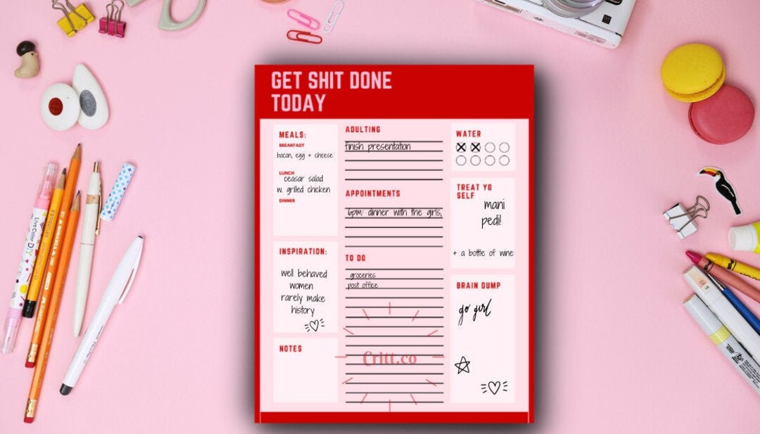 Get Shit Done Daily Planner printable, Digital Planner, Ipad, Tablet ...