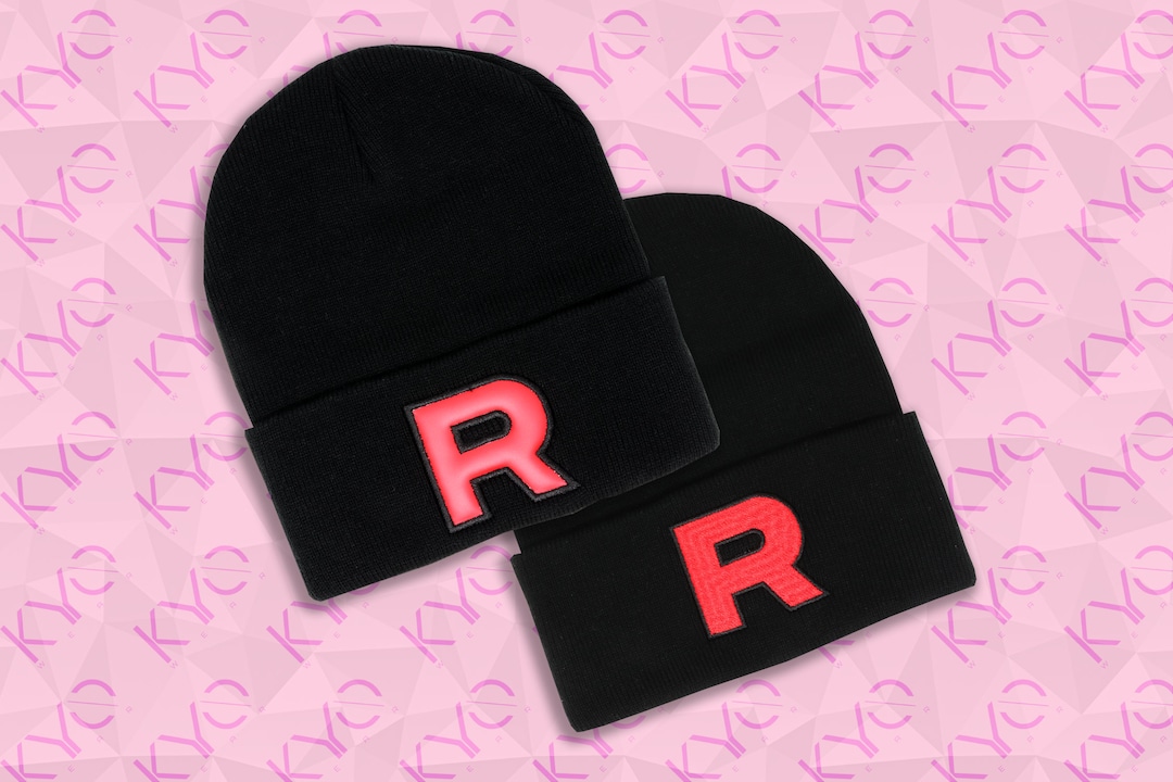 Team Rocket | Embroidered Black Cuffed Beanie | Multiple Styles | Men ...