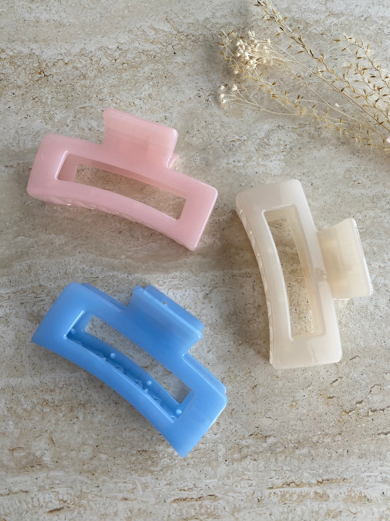 Medium Rectangle, 90's Inspired Claw Clip, Pink and Blue Hair Clip ...