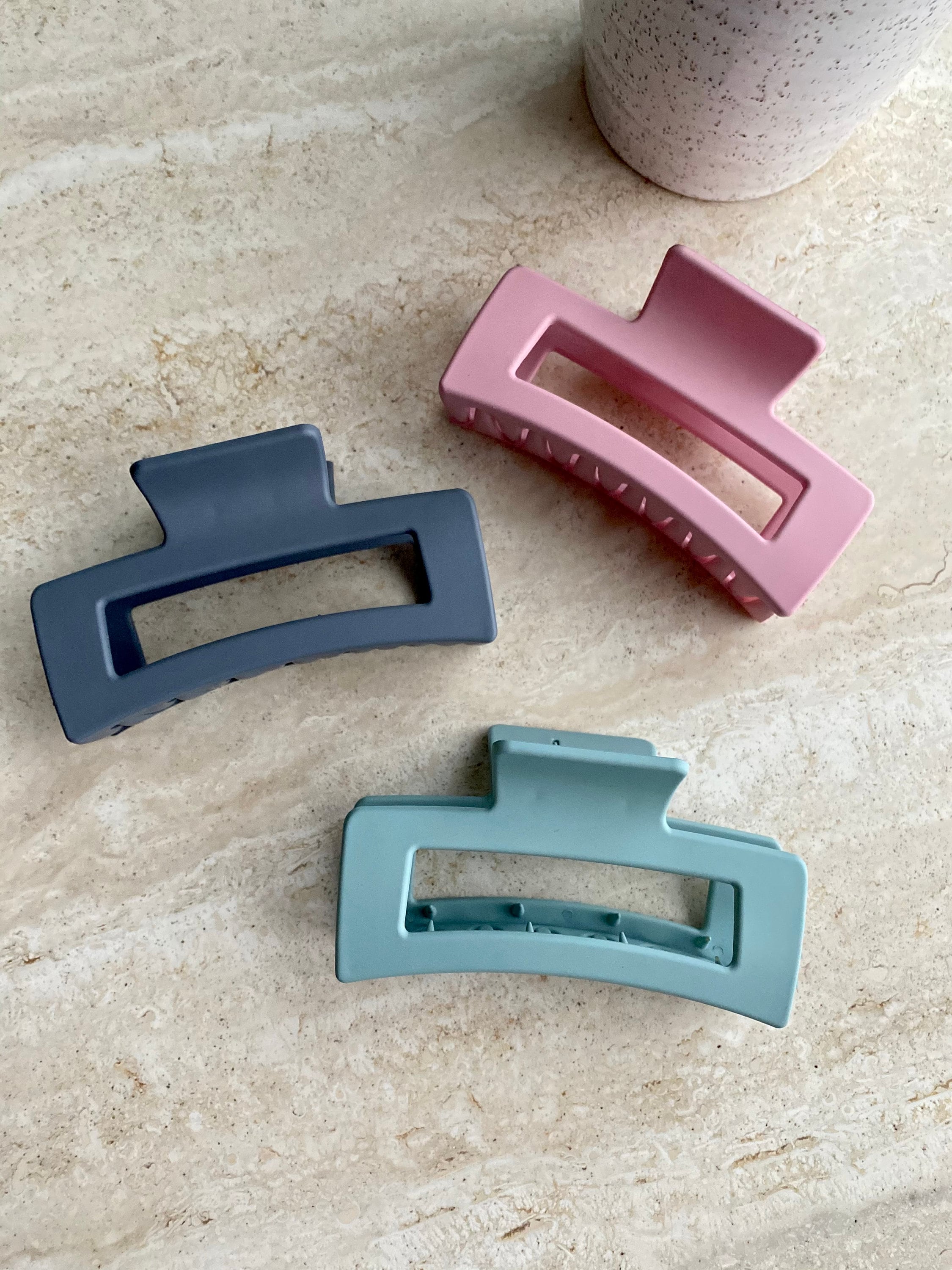 Large Matte Rectangle Claw Clip, 90's Inspired Clip, Pink, Blue ...