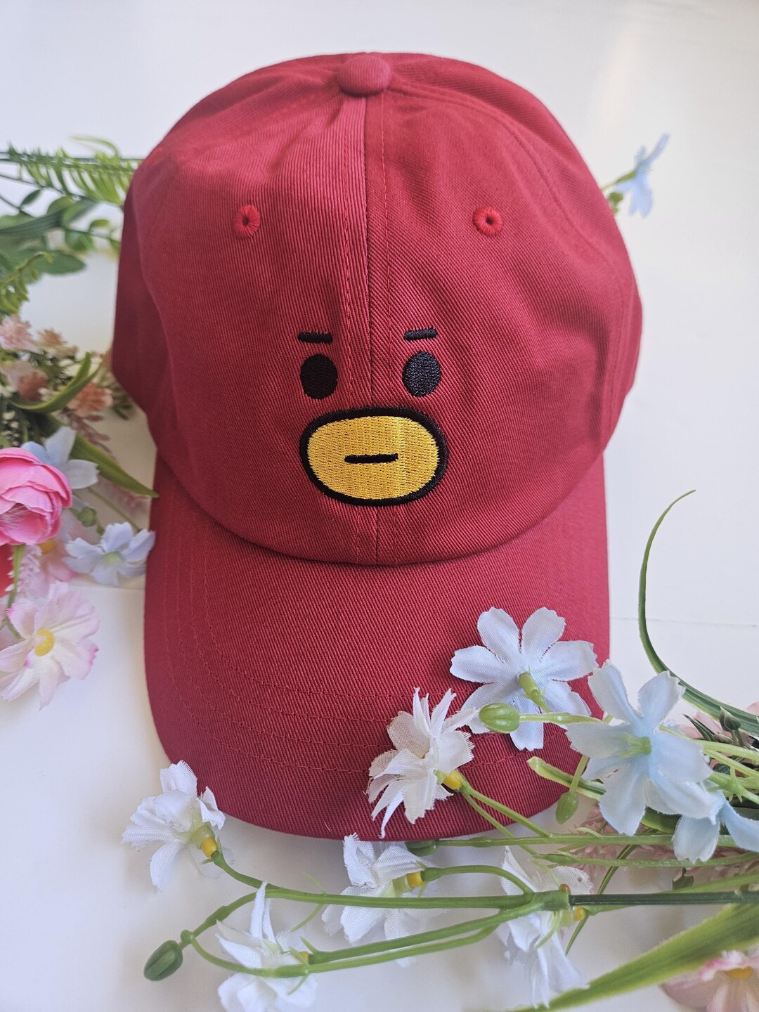 BTS V TATA BT21 Red Embroidered Dad Cap - Etsy