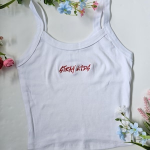 Stray Kids SKZ Embroidered Cropped Tank Top - Etsy