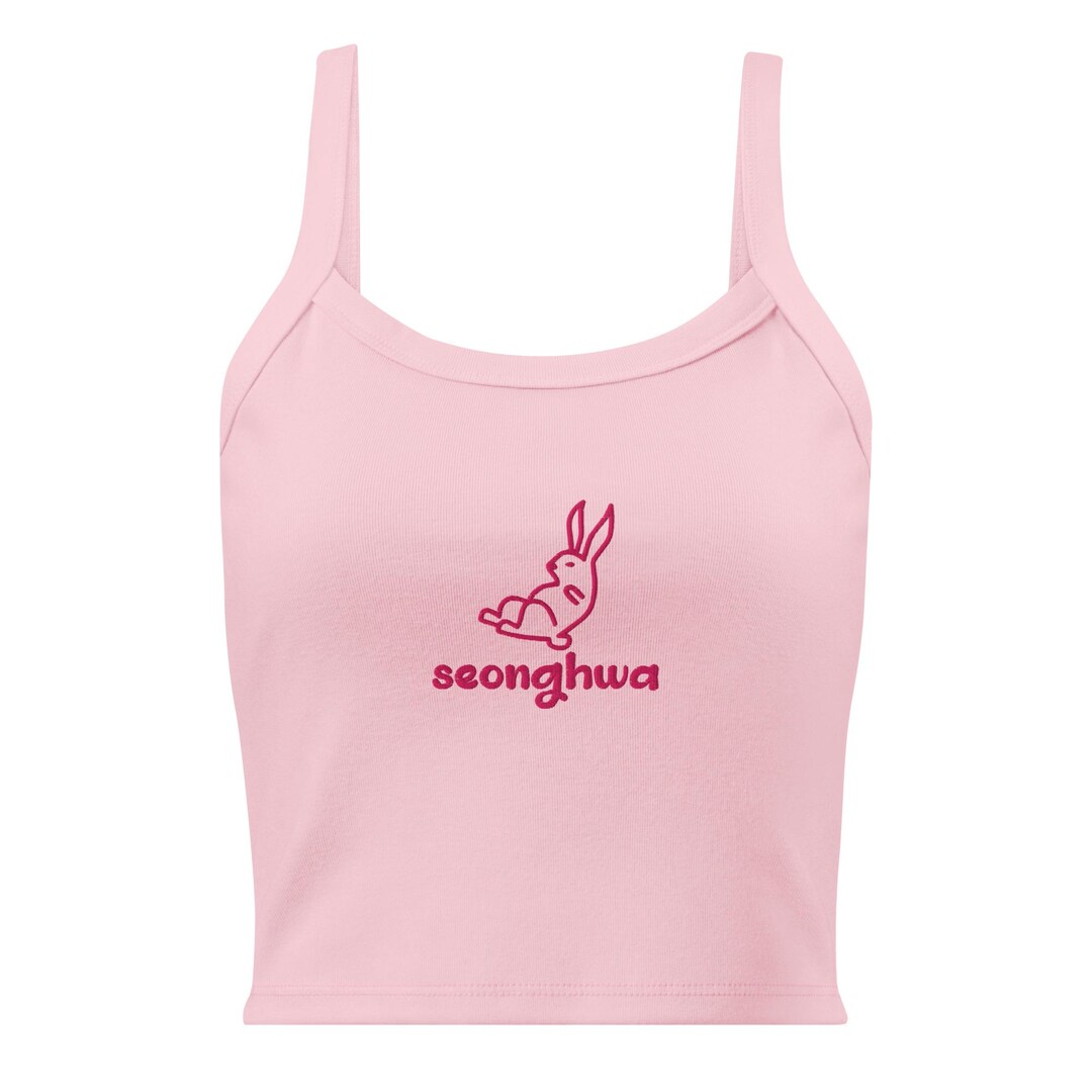 Ateez Atiny Seonghwa Pink Bunny Embroidered Cropped Tank Top - Etsy