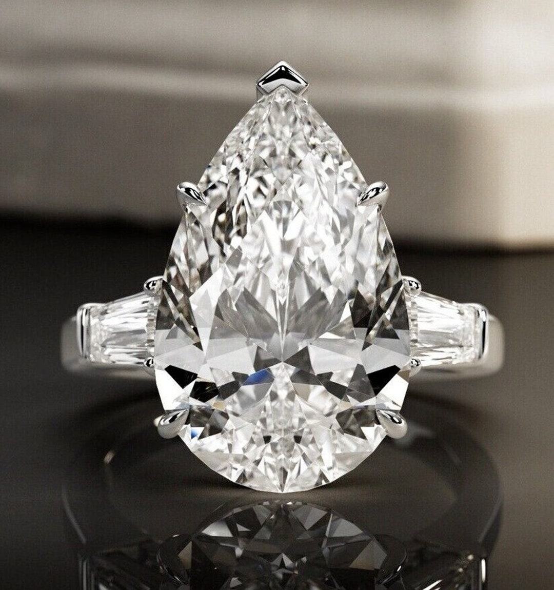 Three Stone Pear Diamond Ring,tear Drop Wedding Ring,3.50t Anniversary ...