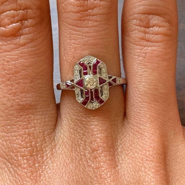 Art Deco Ruby Ring - Etsy