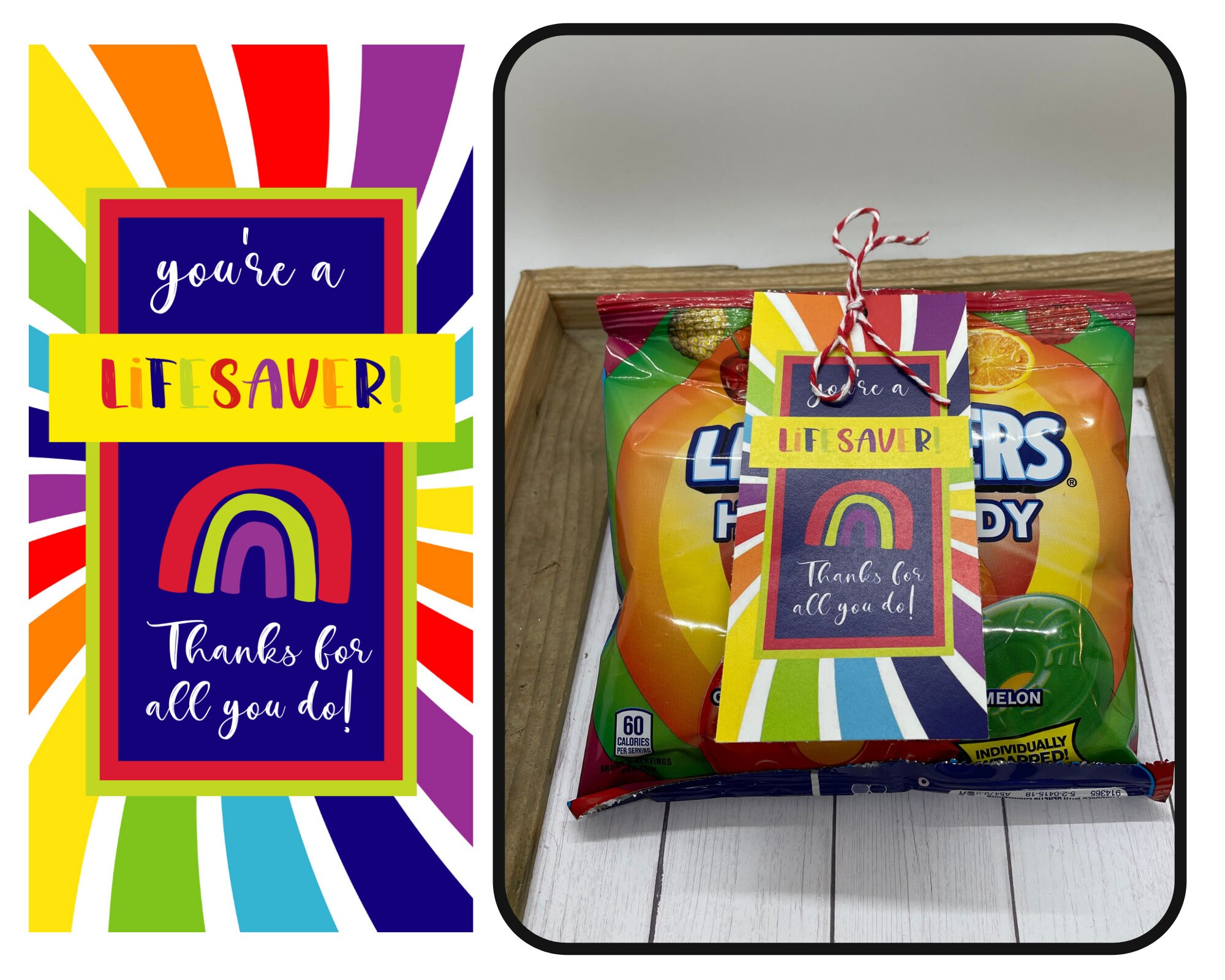Lifesavers Candy Printable Tags Thank You Candy tags Thank | Etsy