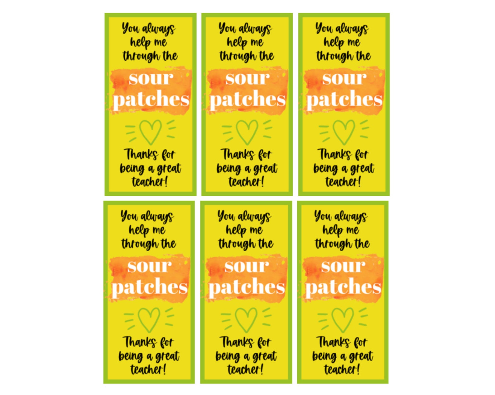 Sour Patch Kids Candy Printable Tags Thank You Candy Tags - Etsy