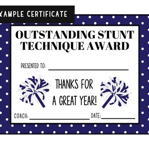 Cheerleading Award Certificates Navy Blue Pom Poms - Etsy
