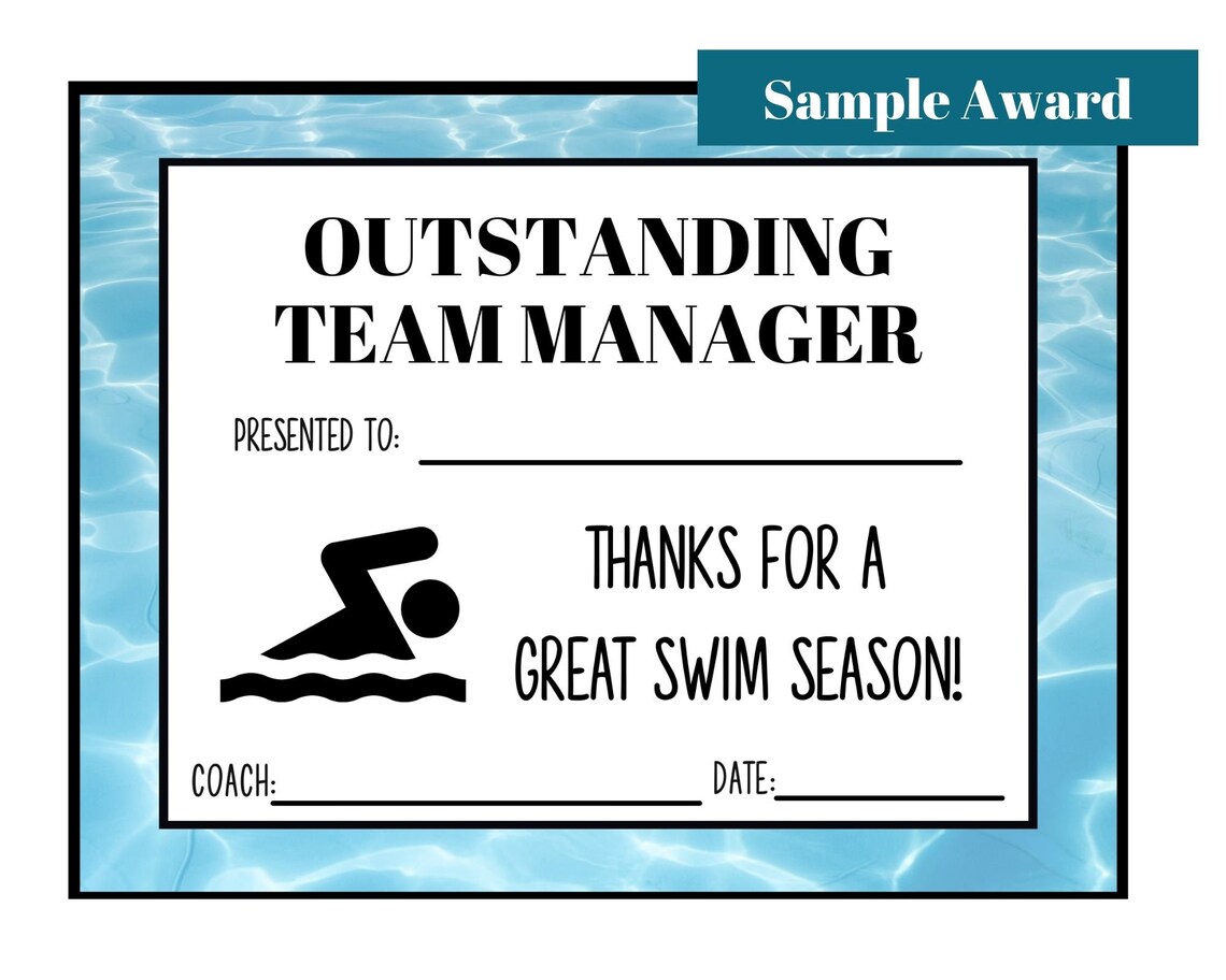 End of Season Swim Team Award Certificates 35 Swimming Awards for End ...