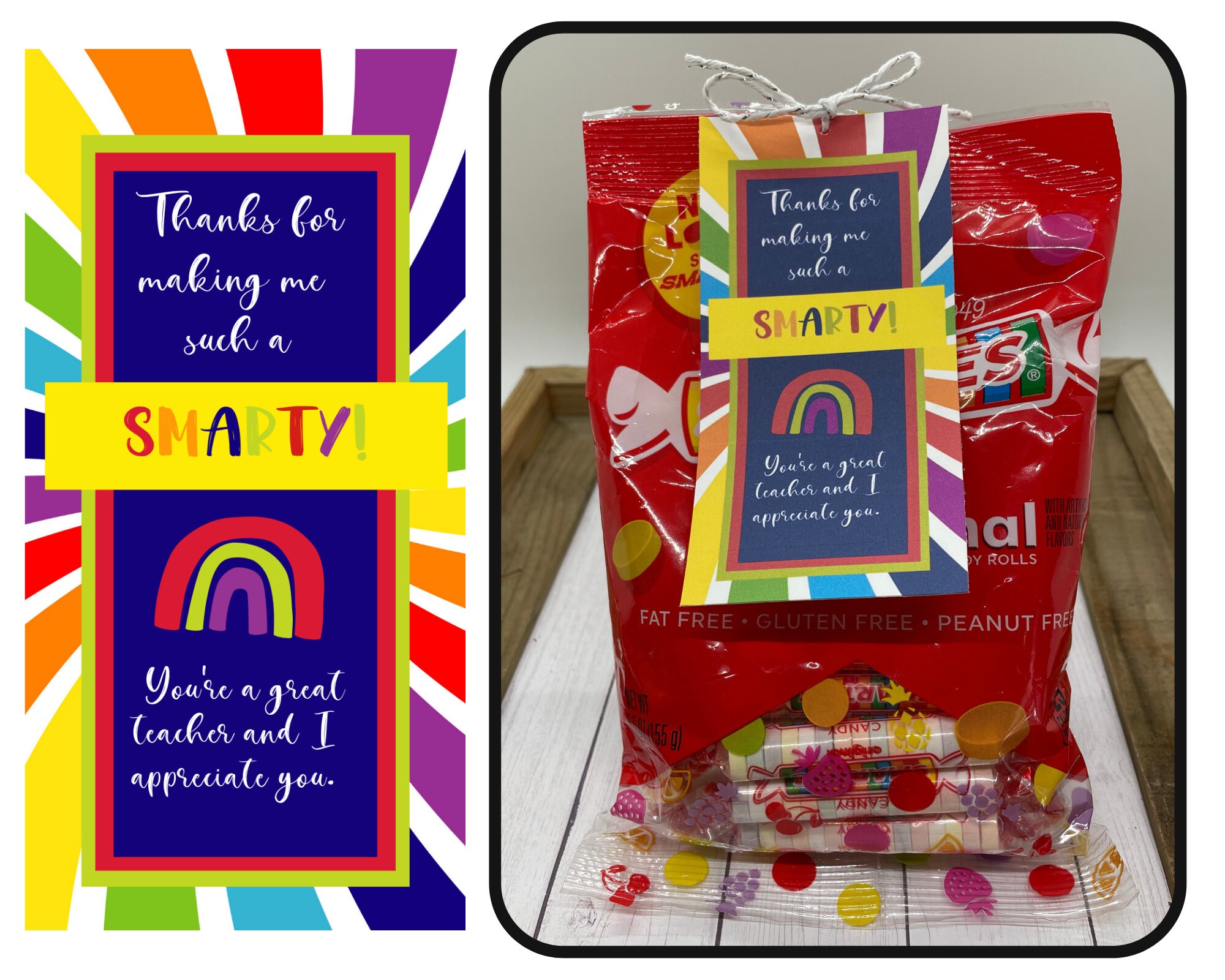 Smarties Candy Printable Tags Thank You Candy tags Thank | Etsy