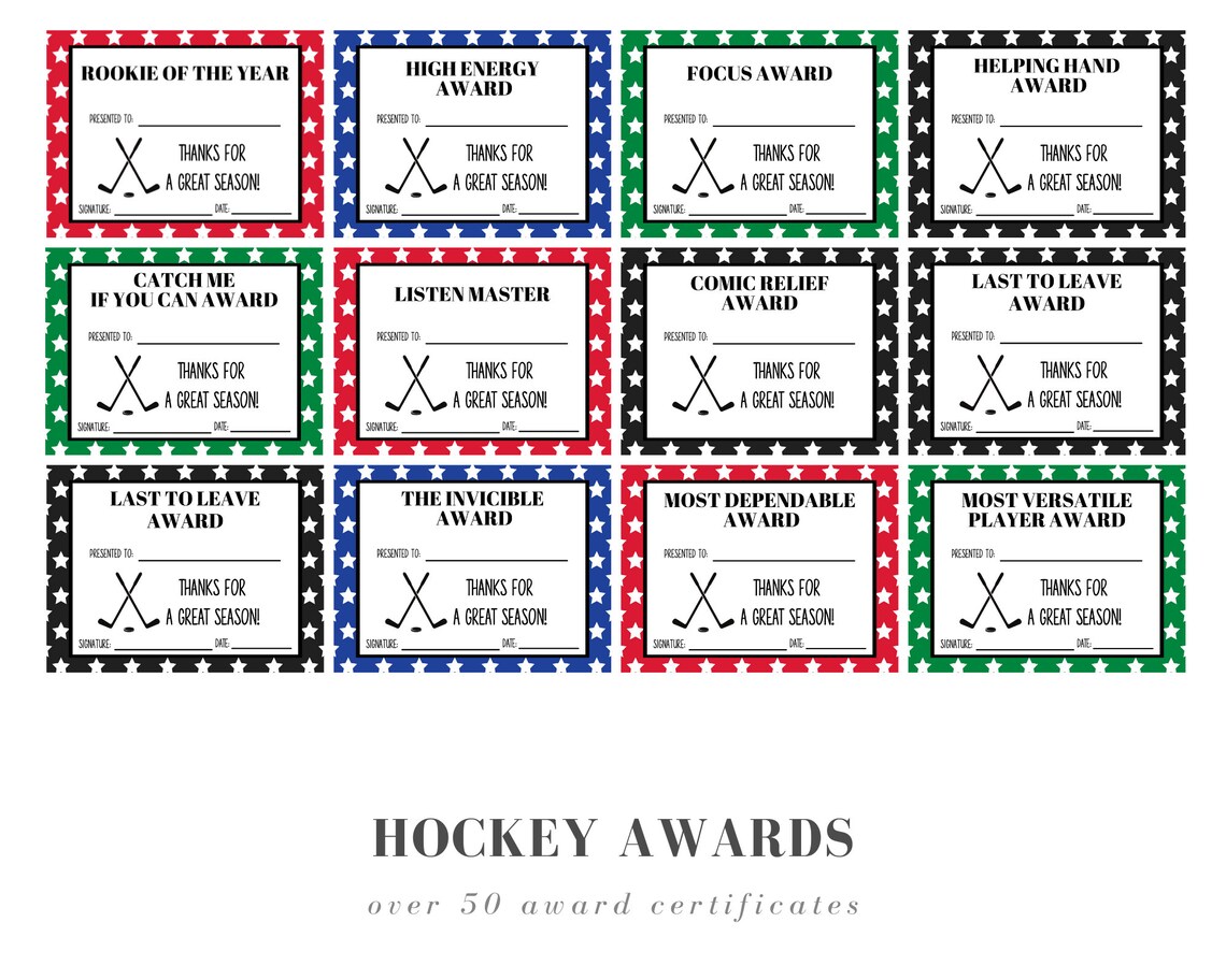 Hockey Award Certificates - Etsy