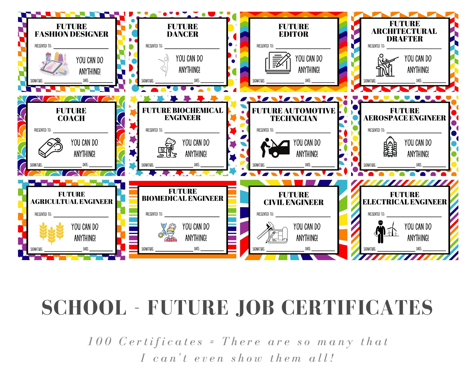 End of School Award Certificates | 100 Certificates - Future Jobs for ...