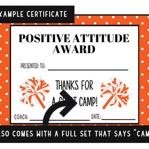 Cheerleading Award Certificates Orange Pom Poms - Etsy