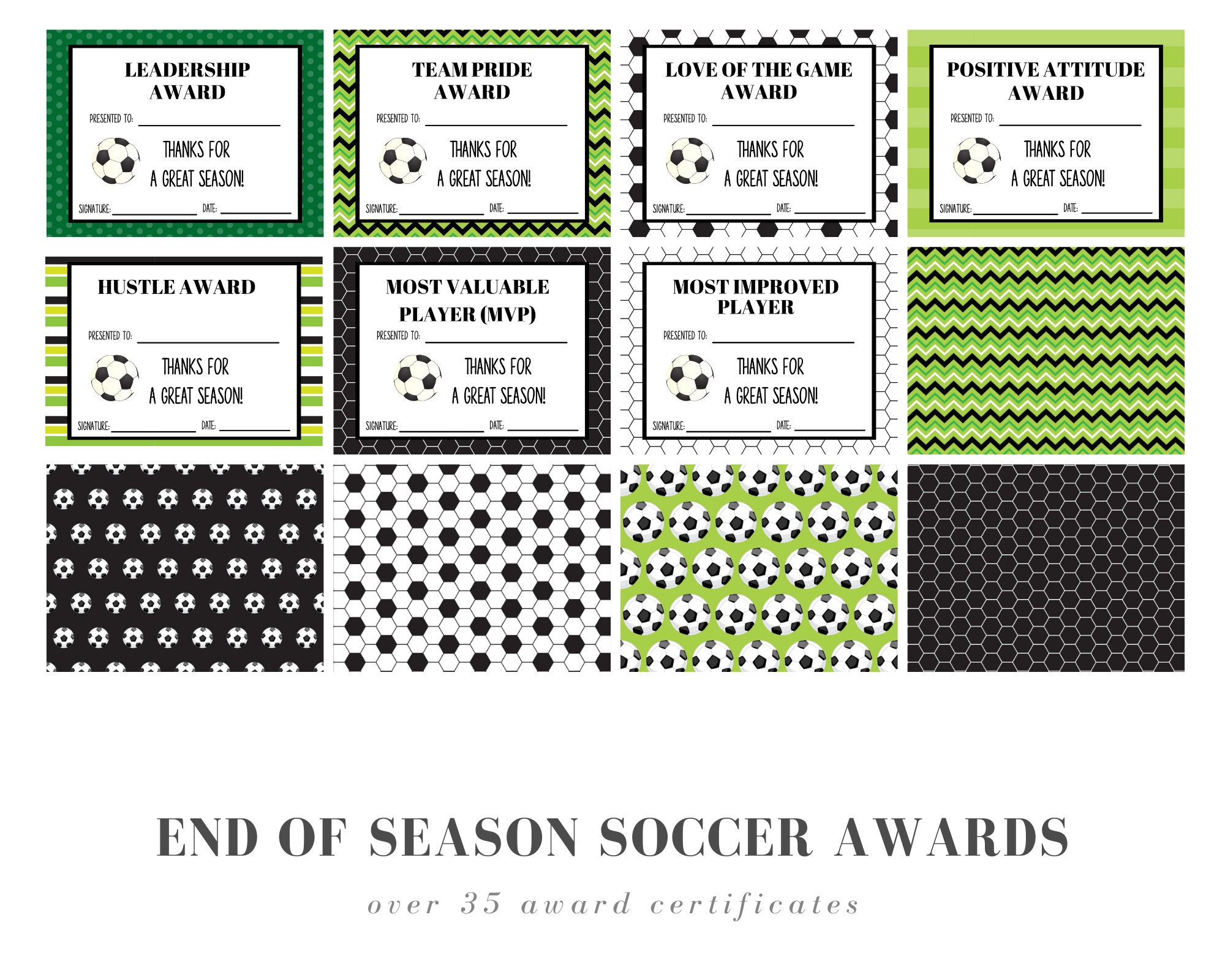 End Of Season Soccer Award Certificates 30 Soccer Etsy Australia
