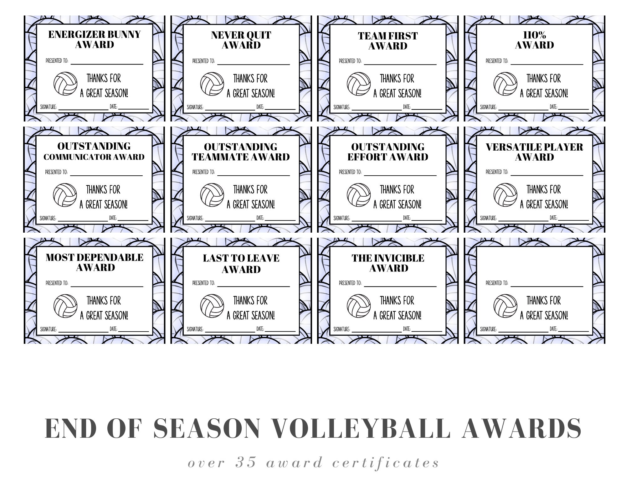 End of Season Volleyball Award Certificates | 30+ Volleyball ...
