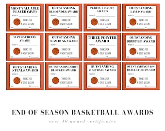 End of Season Basketball Award Certificates 30 Basketball | Etsy