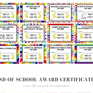 End of School Award Certificates | Set of 40 Editable Certificates - Etsy