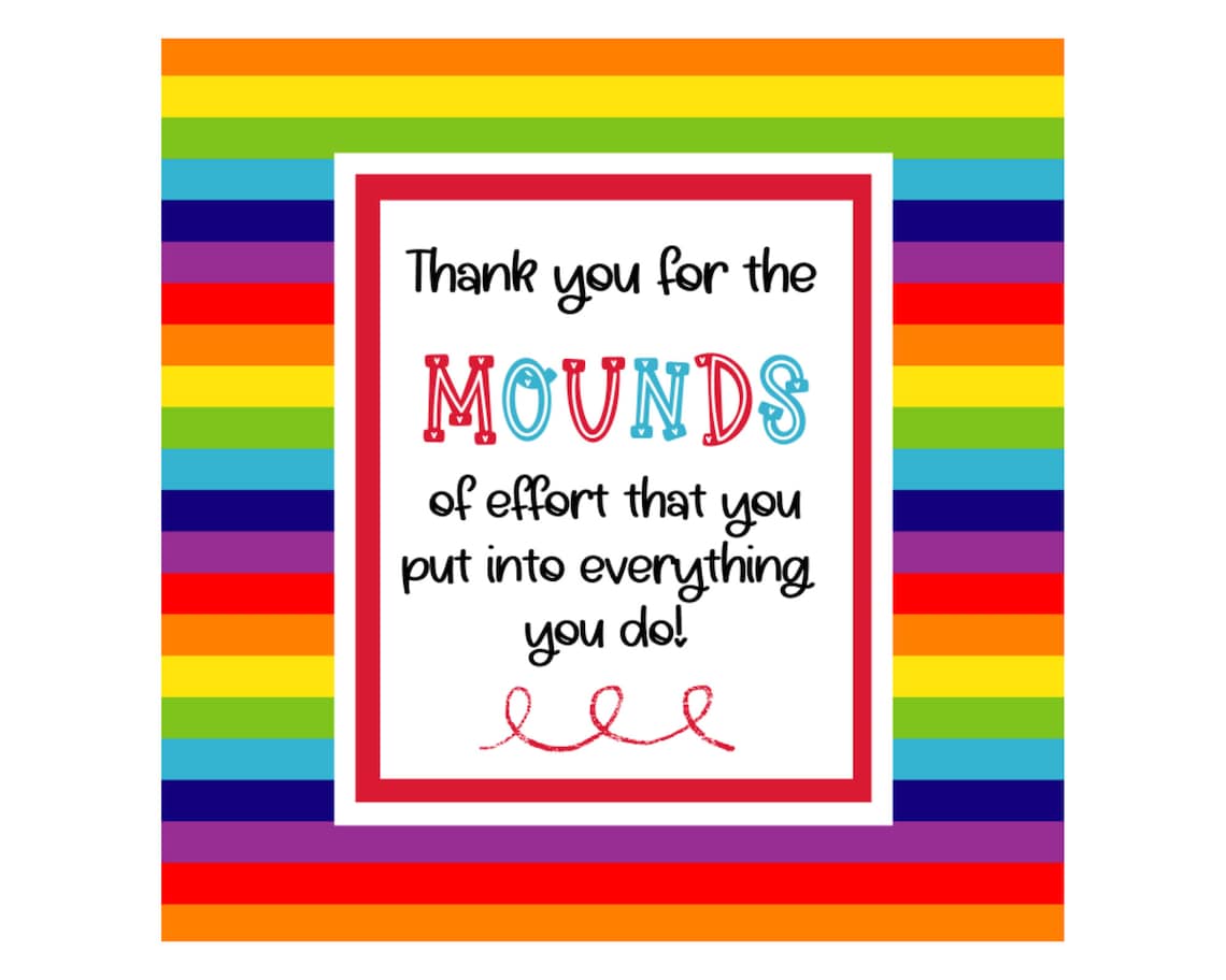 Mounds Candy Printable Tags Thank You Candy tags Thank You | Etsy