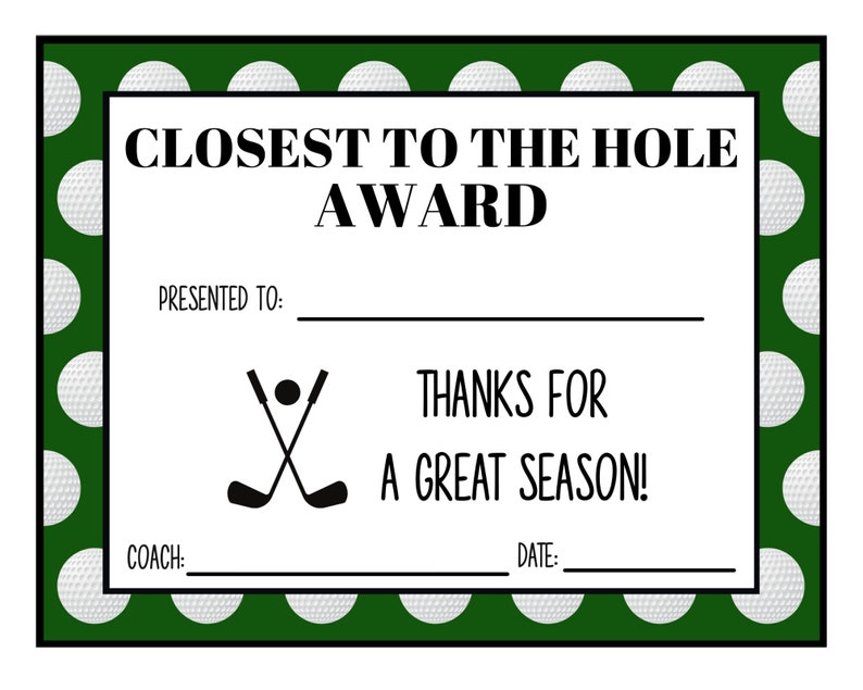 Golf Award Certificates End of Season Digital Download Printables - Etsy