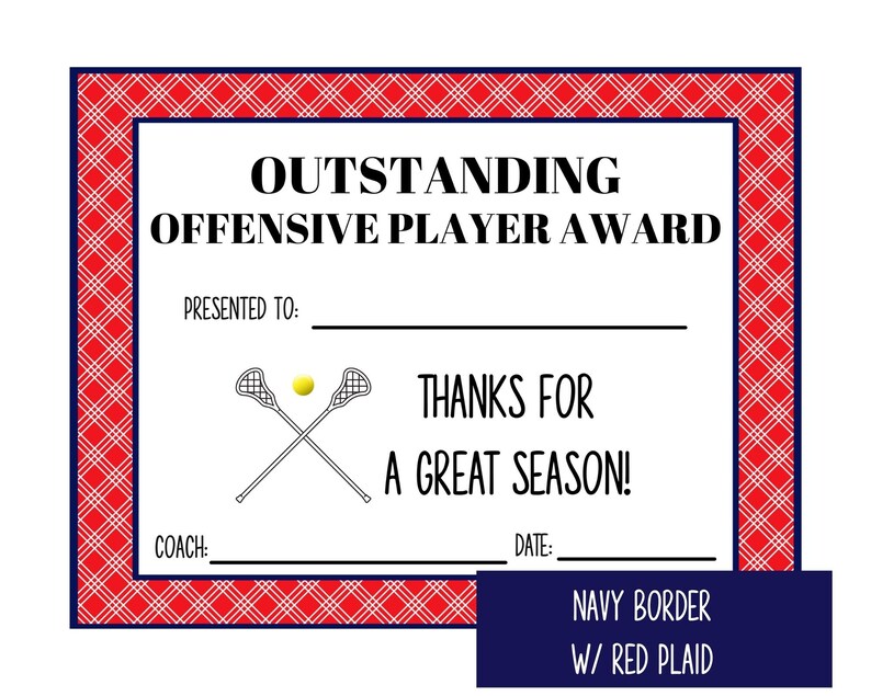 Lacrosse Award Certificates - Red and Navy - Etsy