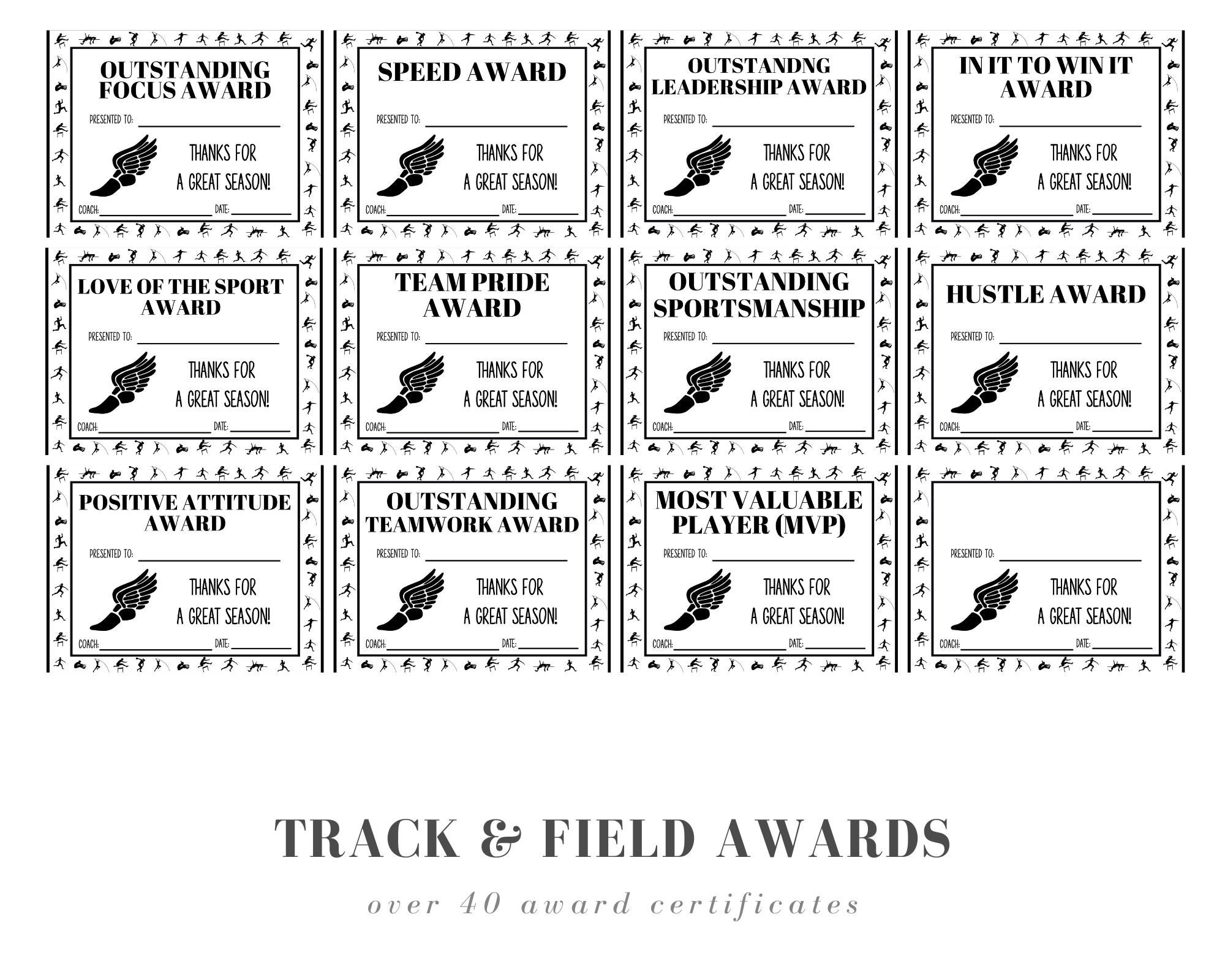 Editable End of Season Track and Field Award Certificates of ...