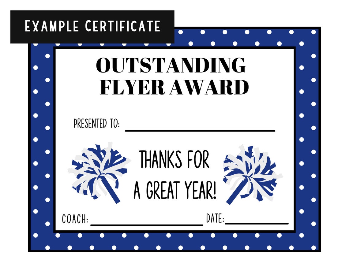 Cheerleading Award Certificates Royal Blue Pom Poms | Etsy