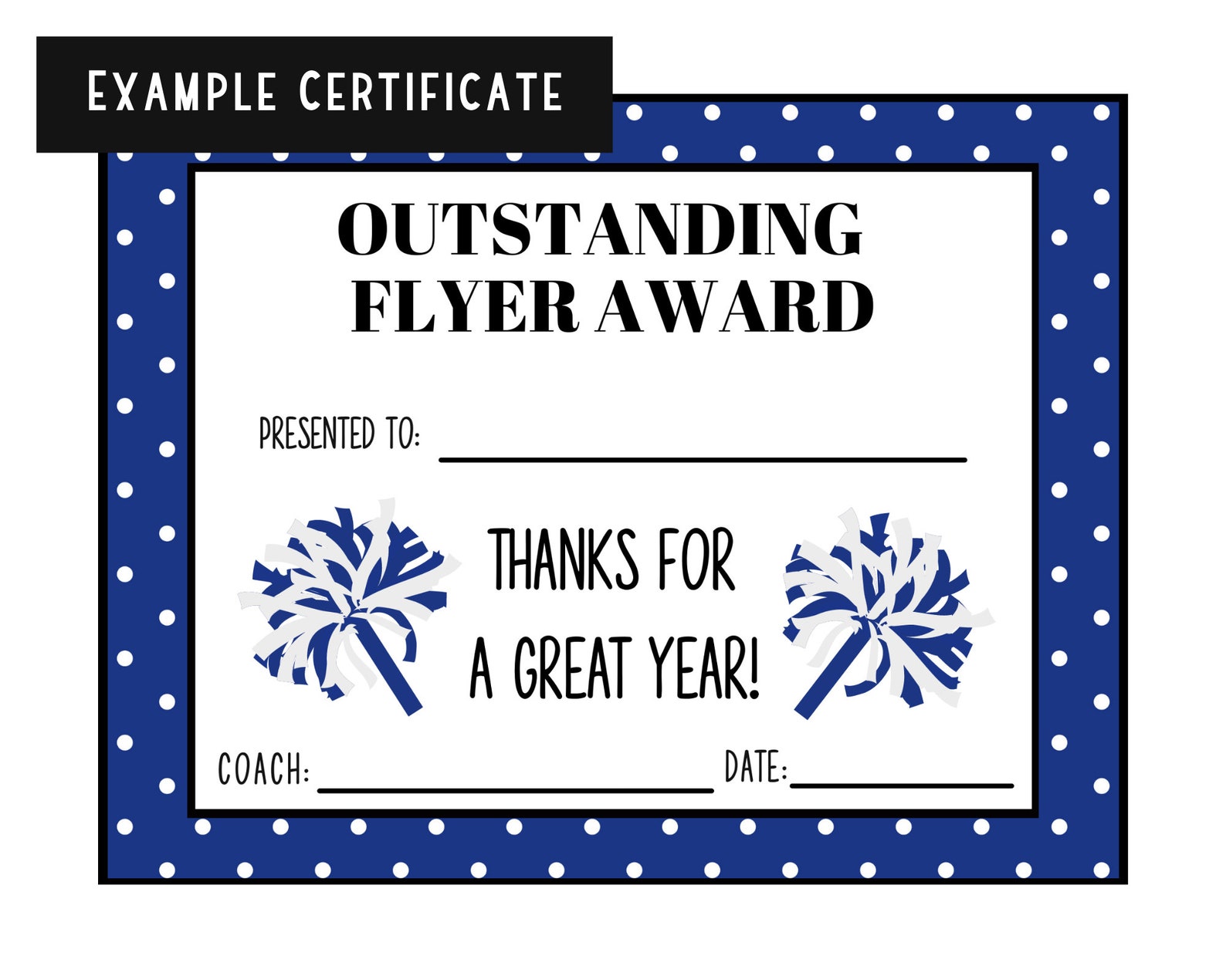 Cheerleading Award Certificates Royal Blue Pom Poms - Etsy