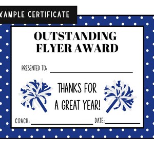 Cheerleading Award Certificates | Royal Blue Pom Poms - Etsy