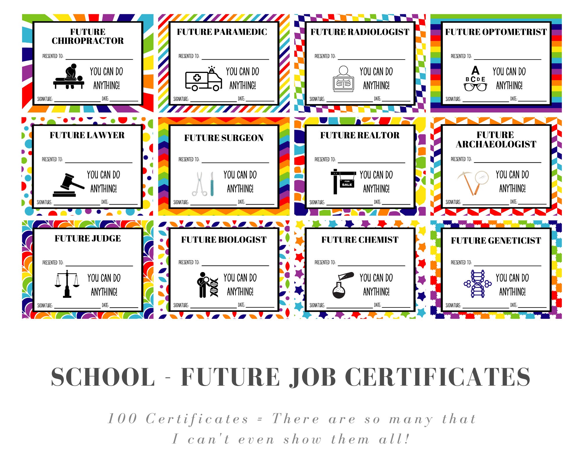 End of School Award Certificates | 100 Certificates - Future Jobs for ...