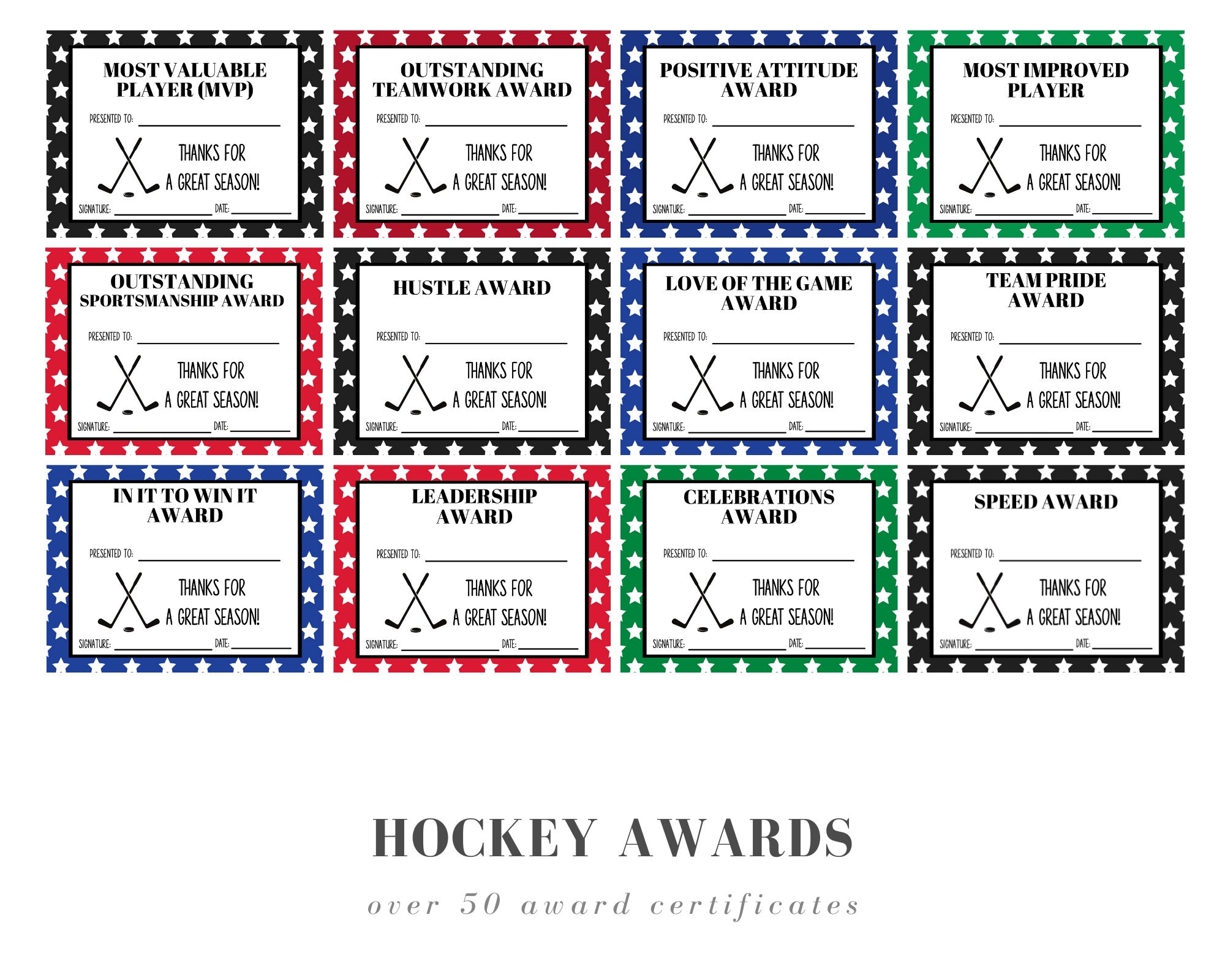 Hockey Award Certificates - Etsy