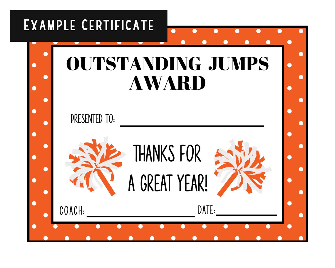 Cheerleading Award Certificates Orange Pom Poms - Etsy