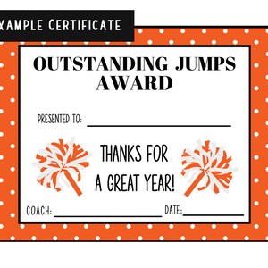Cheerleading Award Certificates Orange Pom Poms - Etsy