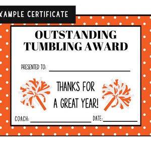 Cheerleading Award Certificates Orange Pom Poms - Etsy