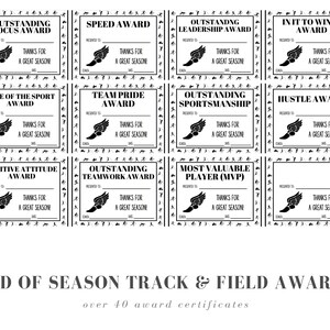 Editable End of Season Track and Field Award Certificates of ...