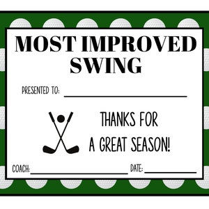 Golf Award Certificates End of Season Digital Download Printables - Etsy