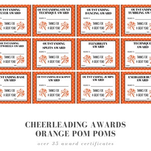 Cheerleading Award Certificates | Orange Pom Poms - Etsy